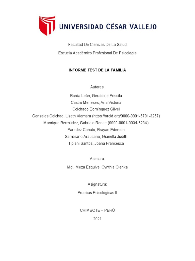 Test de La Familia - Pruebas Ii | PDF | Ciencias del comportamiento ...