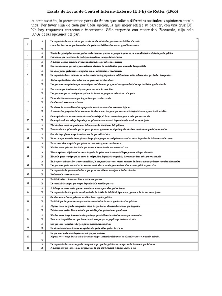 Escala de Locus de Control Rotter - Corregido | PDF