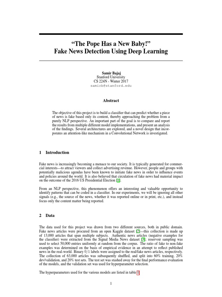 "The Pope Has A New Baby!" Fake News Detection Using Deep Learning ...