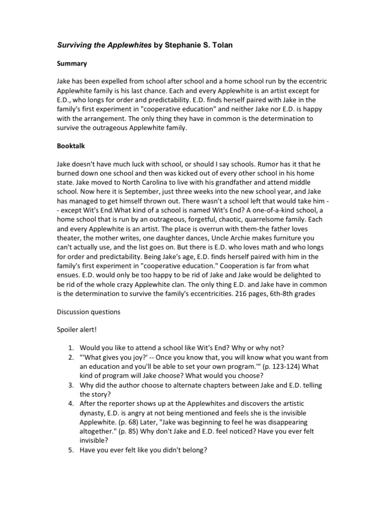 Surviving The Apple Whites by Stephanie S | PDF