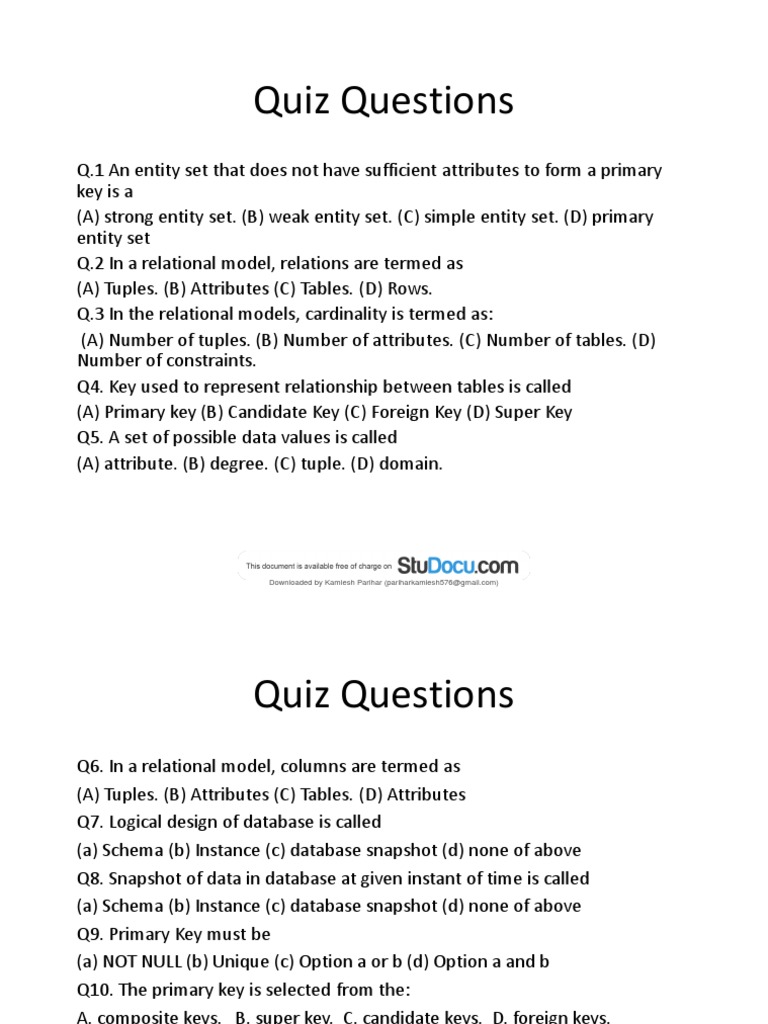 MCQ Practice Dbms | PDF | Relational Database | Relational Model