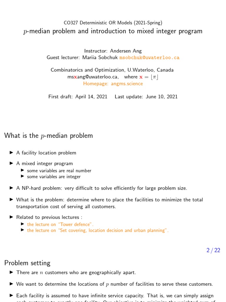 P Median Problem Pdf
