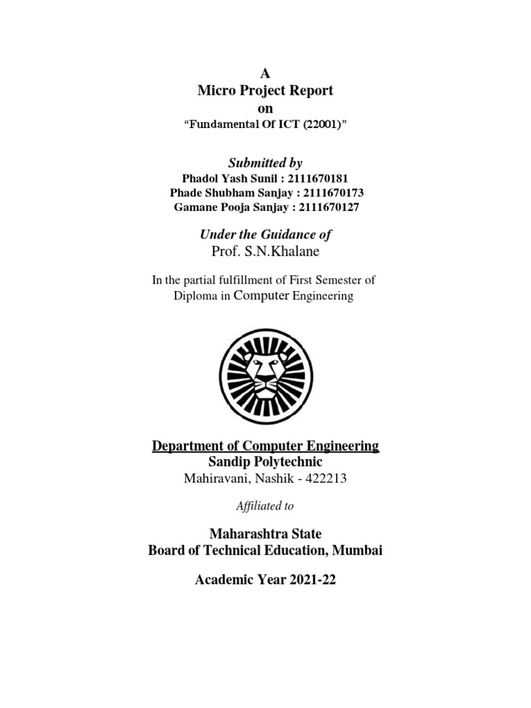 Ict Micro Project Yash Phadol | PDF