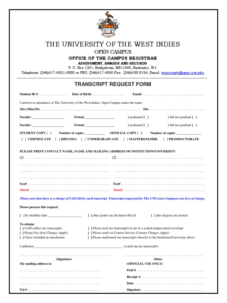 Transcript Request Form | PDF | Wire Transfer | Banks