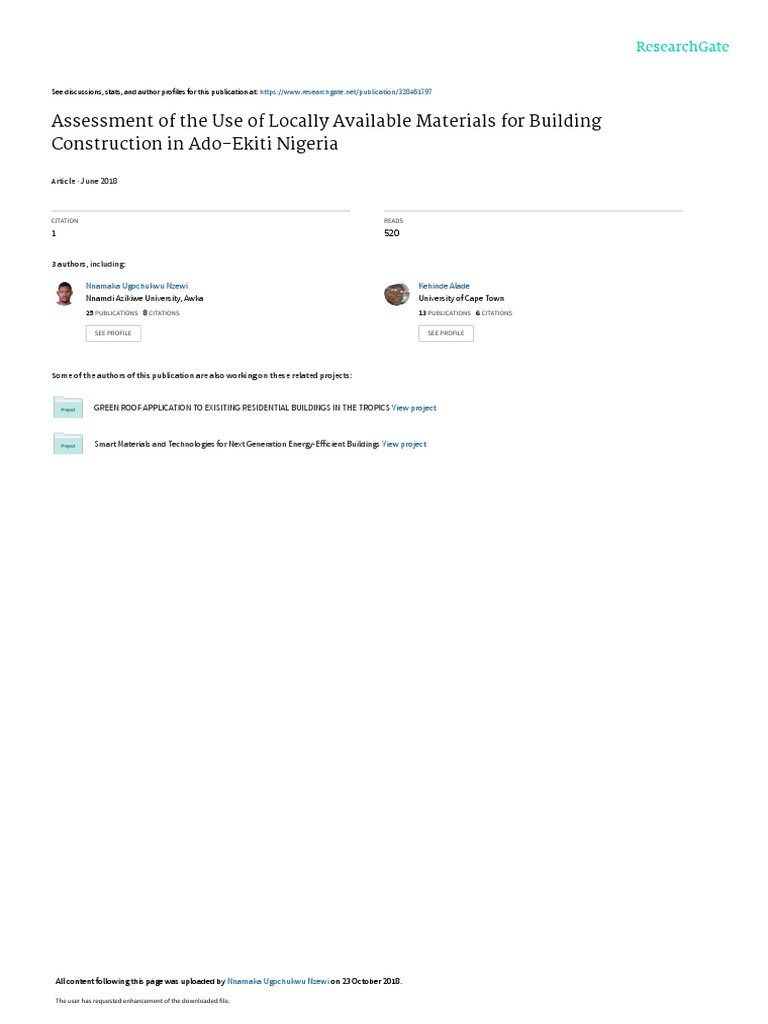 Assessment of The Use of Locally Available Materials For Building ...