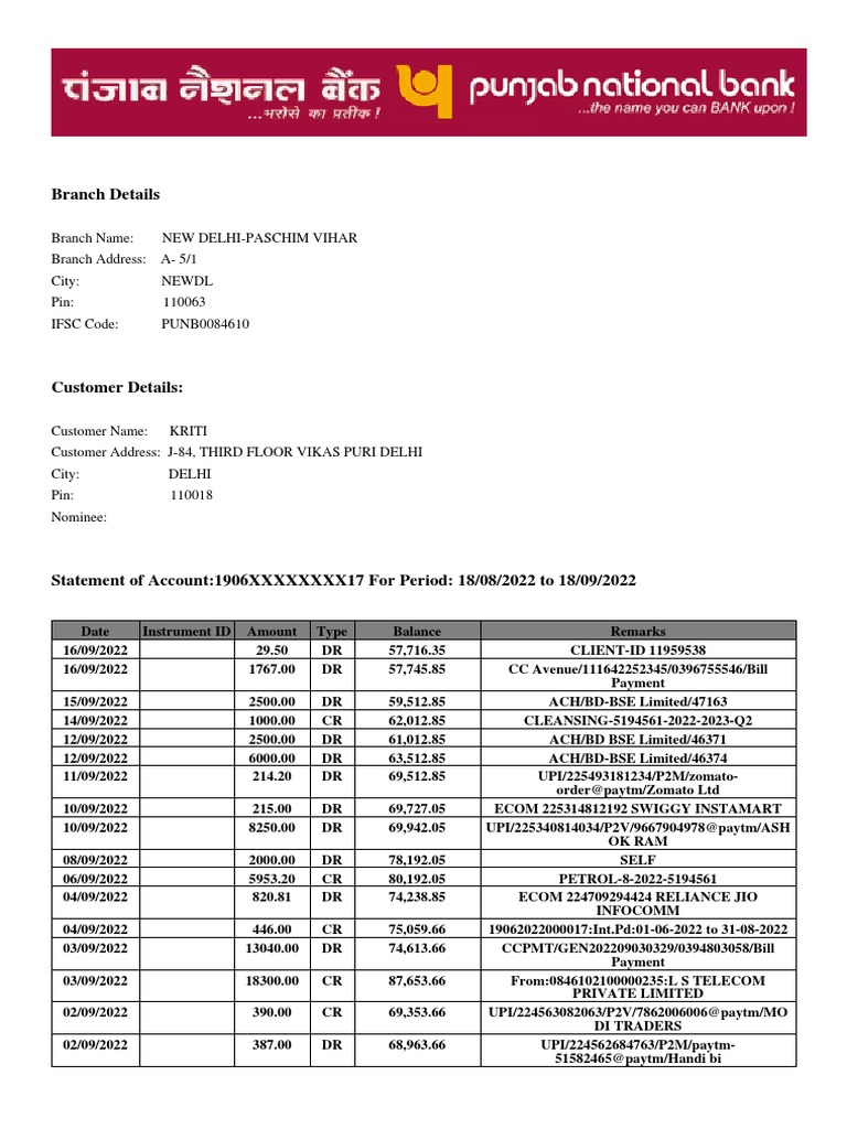 Statement | PDF | Banks | Cheque