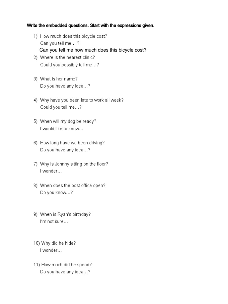 Indirect Questions | PDF | Games & Activities