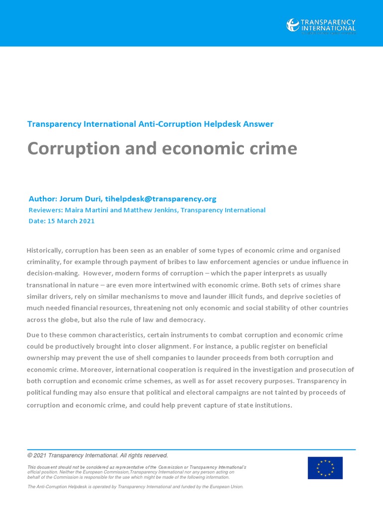 2021 Corruption and Economic Crime - Final | PDF | Corruption | Money ...
