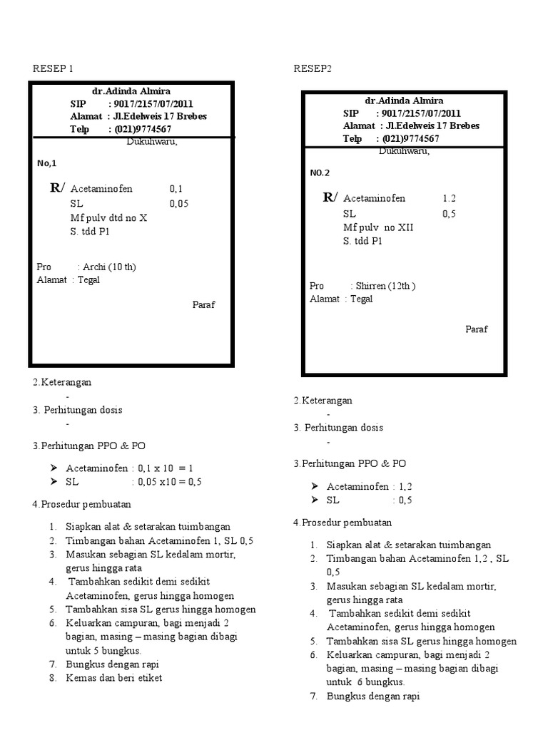 Resep Obat dan Sediaan Farmasi | PDF