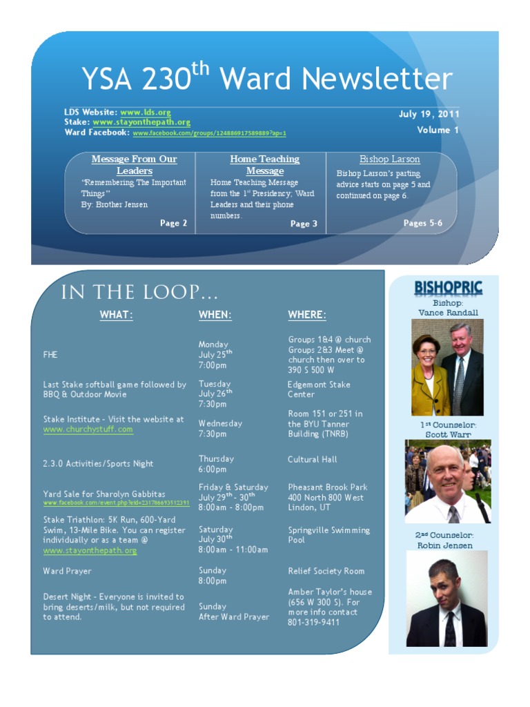YSA 230th Ward July Events & Messages | PDF | Religious Conversion | Jesus
