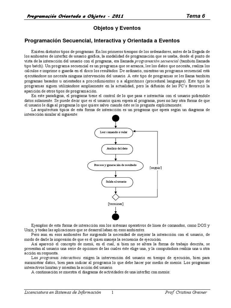 Objetos y Eventos. Programación Secuencial, Interactiva y Orientada A ...