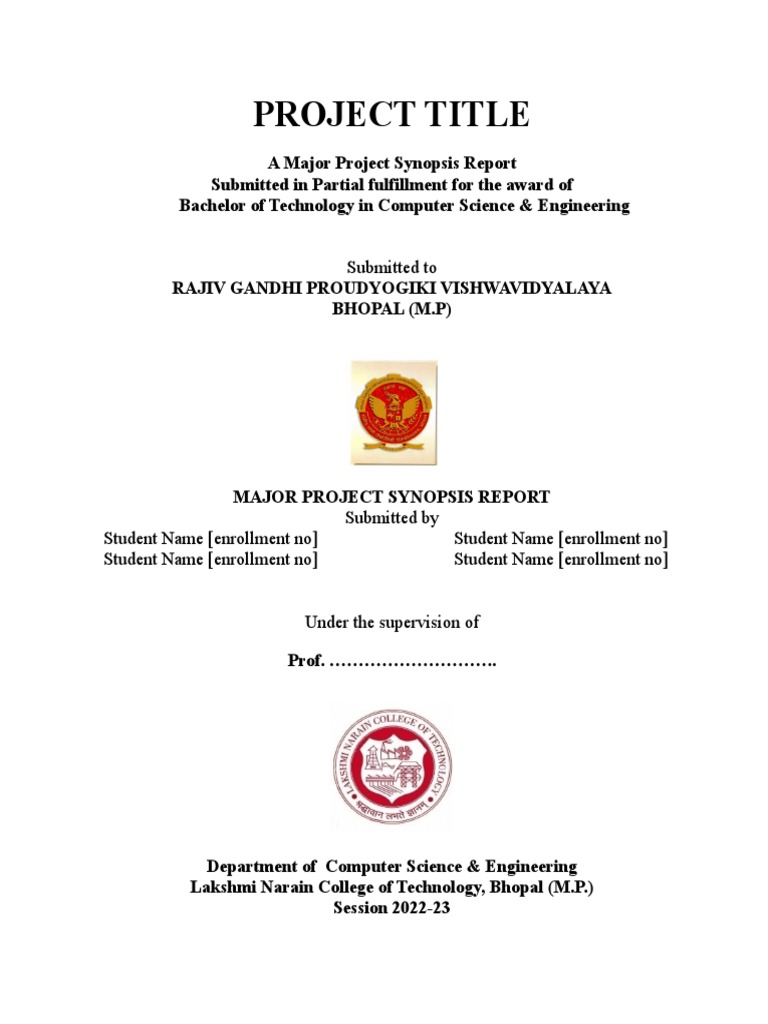 Major - Synopsis - Front - Page 2022 | PDF | Algorithms | Times New Roman