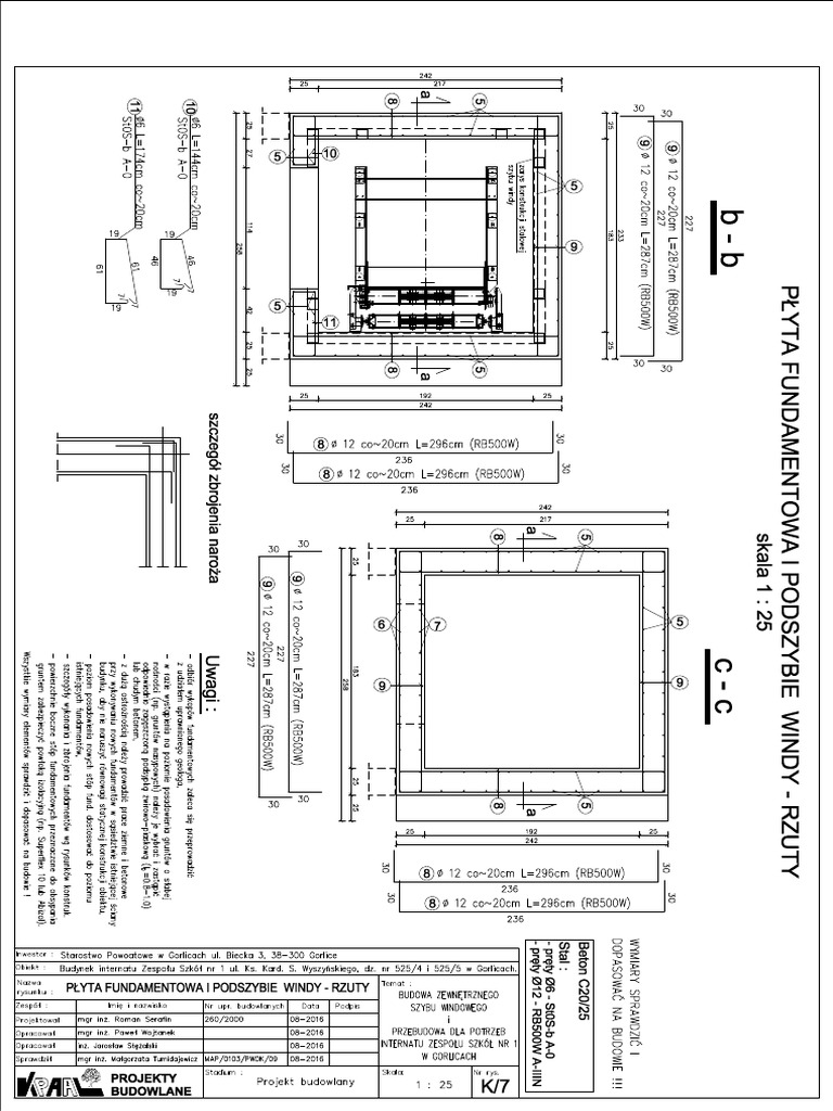 7.plyta Fundamentowa I Podszybie Windy - Rzuty | PDF