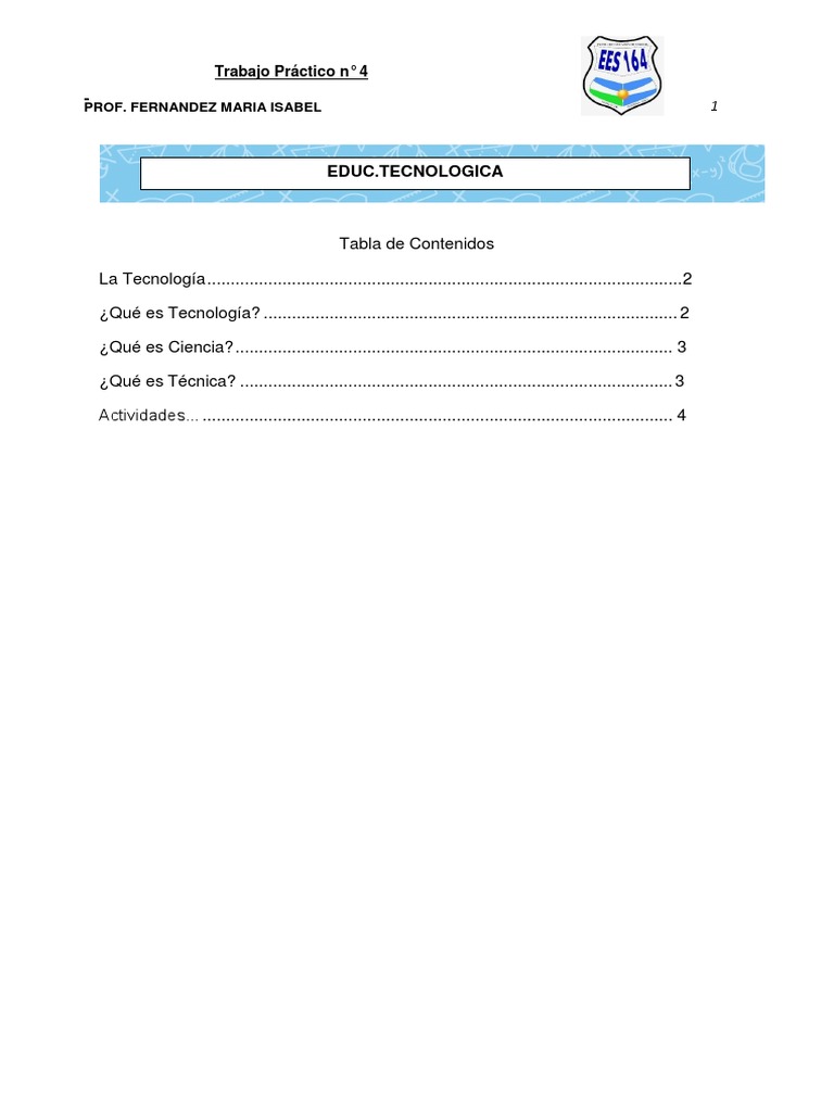 Educacion Tecnologíca TP N°4 | PDF