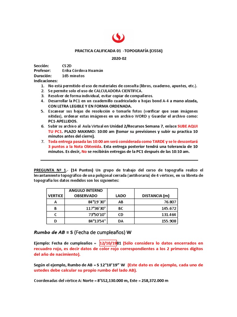 PC1 Topografía | PDF