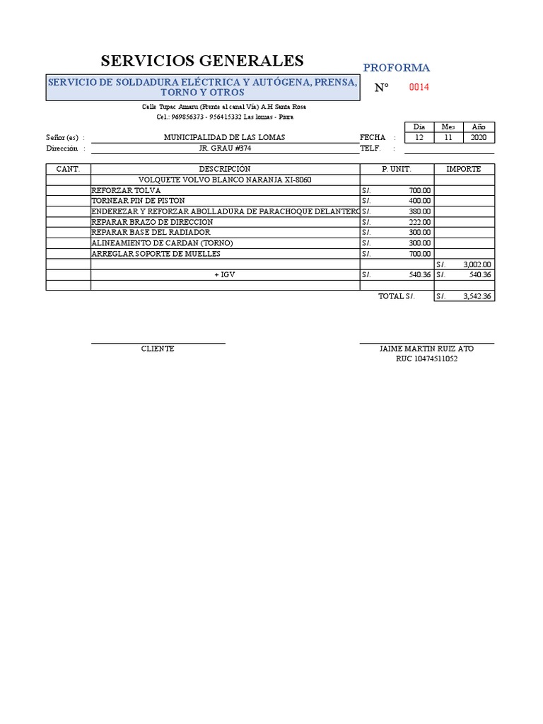 Jaime Ruiz Volquetes | PDF