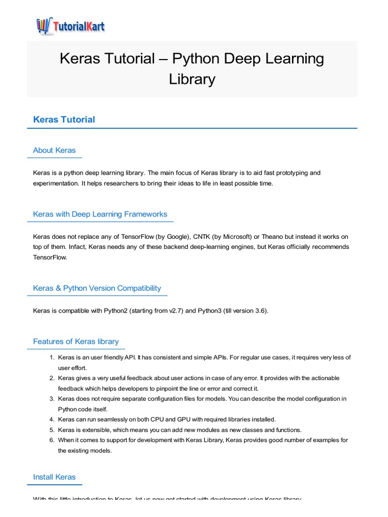 Keras | PDF | Technology & Engineering