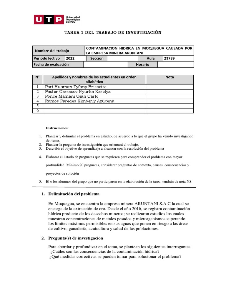 Semana 03tarea 1 - Delimitación Del Tema de Investigación, Pregunta ...