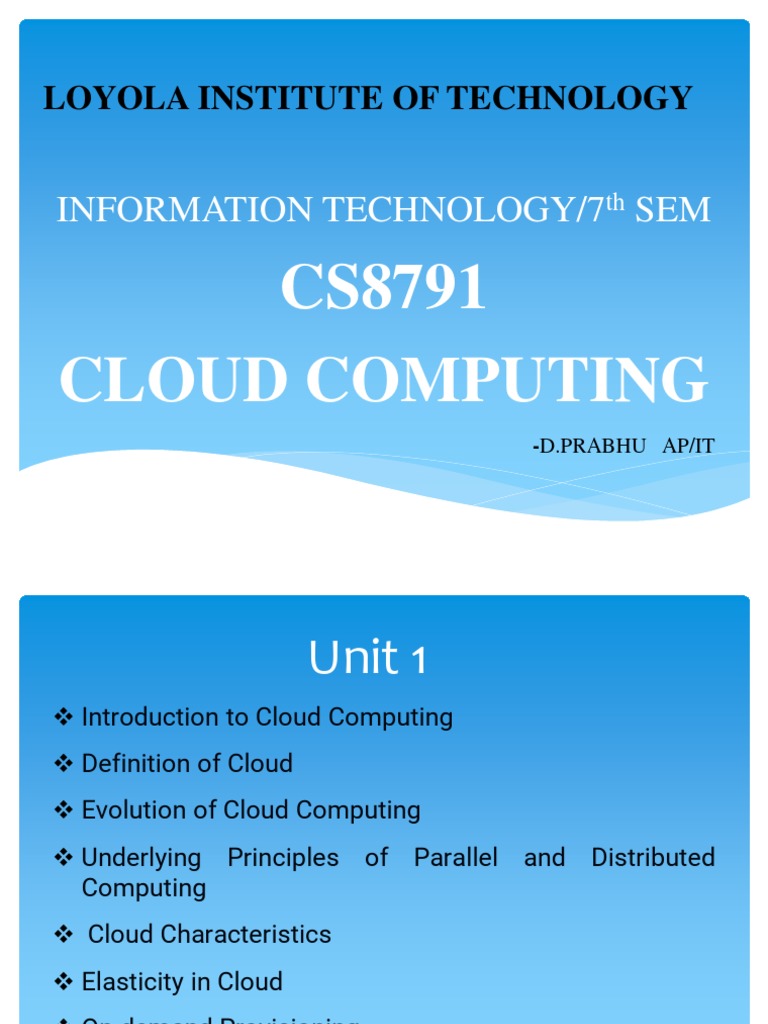Cloud Computing Unit1 & Unit2 | PDF