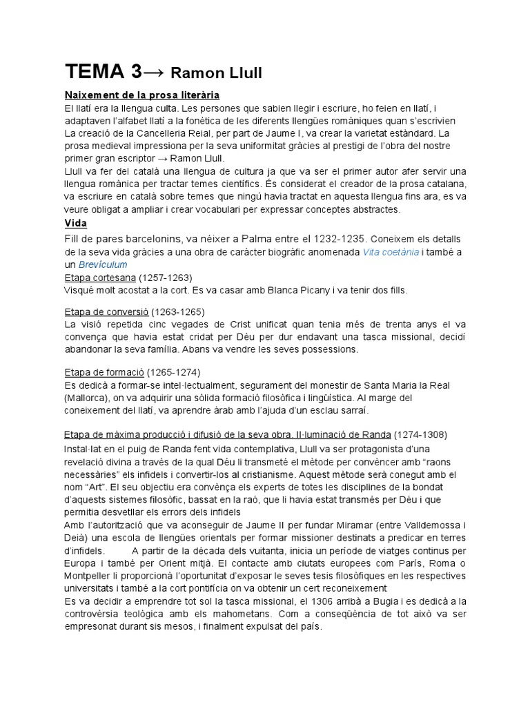 TEMA 3 Ramon Llull - Documents de Google | PDF