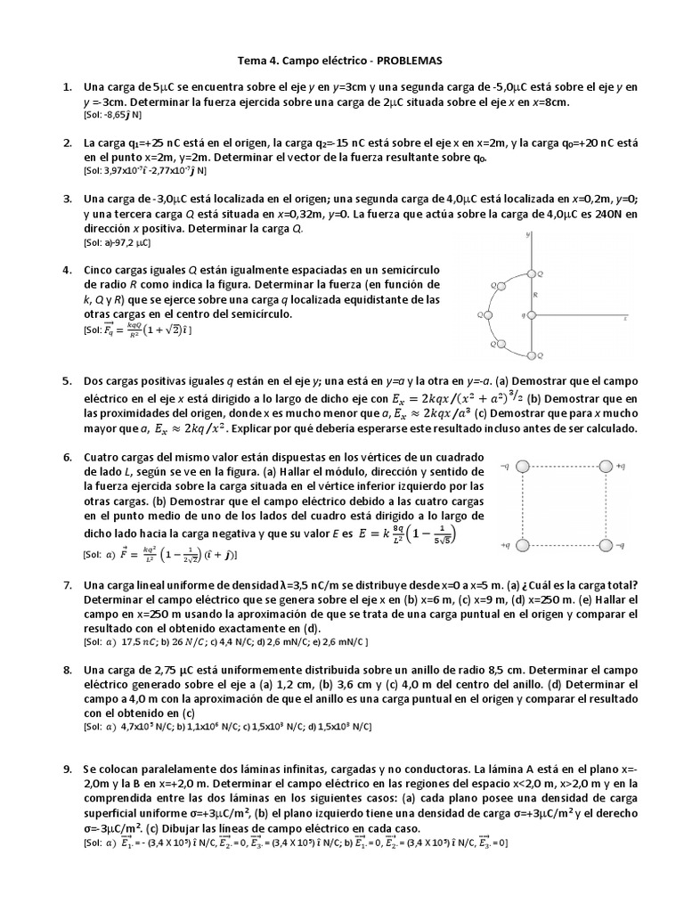 Tema 4 - Campo Eléctrico - Física | PDF | Campo eléctrico | Ingenieria ...