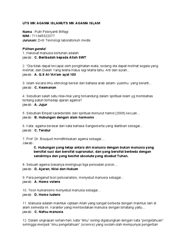 Uts Agama Islam | PDF