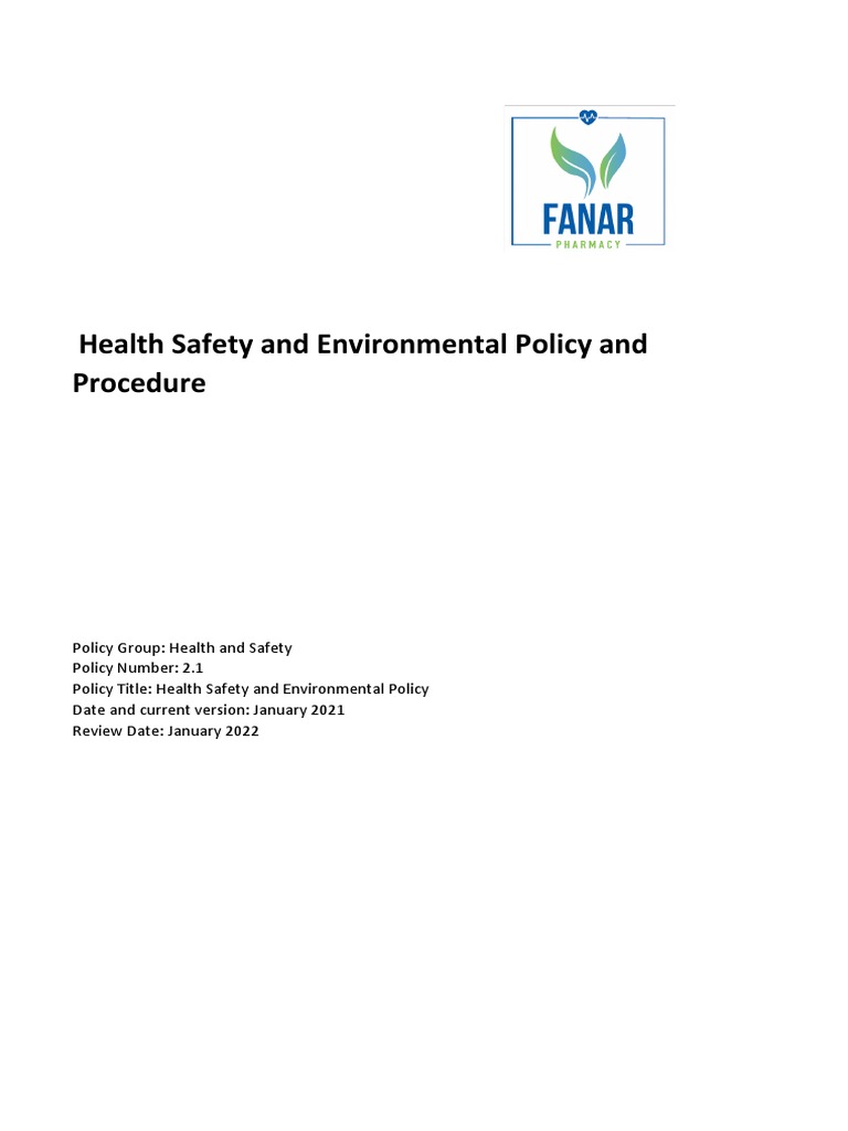 Health Safety Environmental Policy | PDF | Occupational Safety And ...
