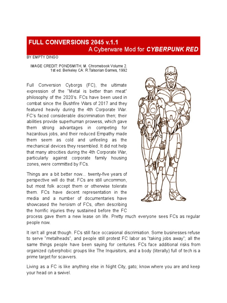 FULL CONVERSIONS 2045 - A Cyberware Mod For CYBERPUNK RED (v.1.1) | PDF ...