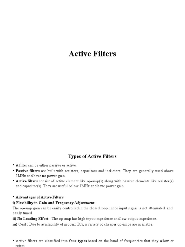 Active Filters | PDF | Electronic Filter | Operational Amplifier