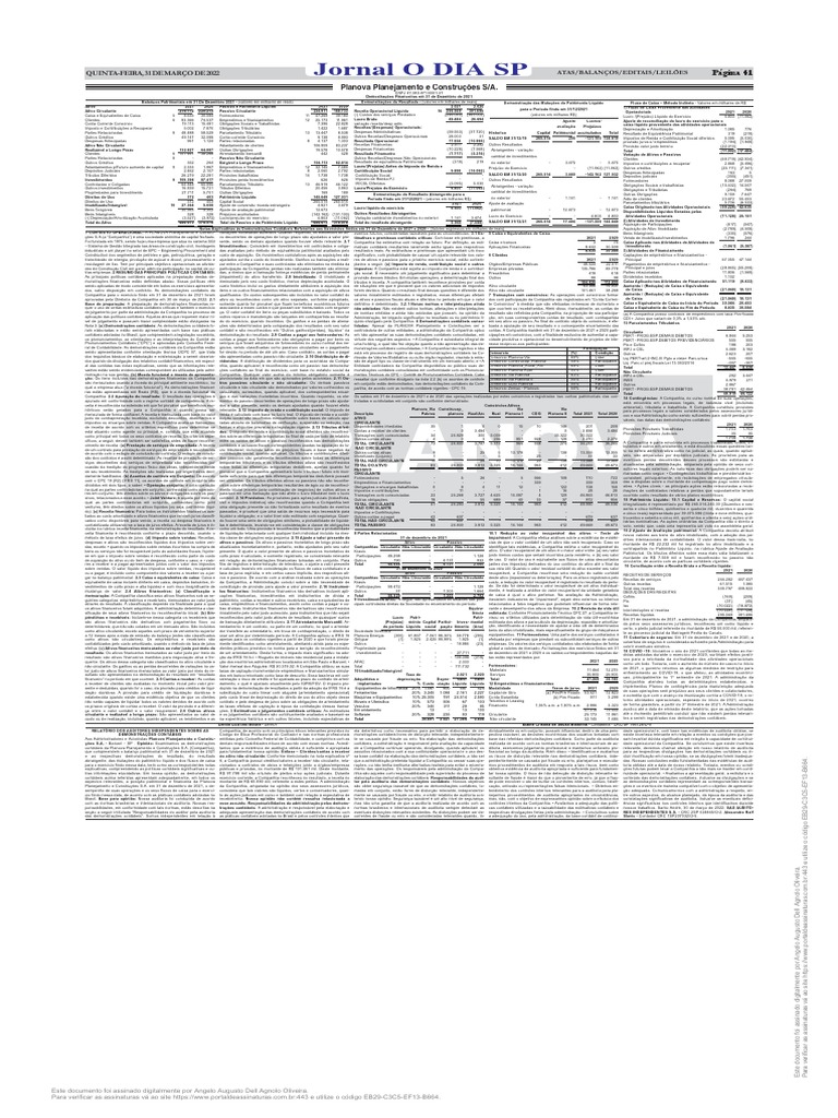 Demonstrações Financeiras da Planova | PDF | Contabilidade | Relatório ...