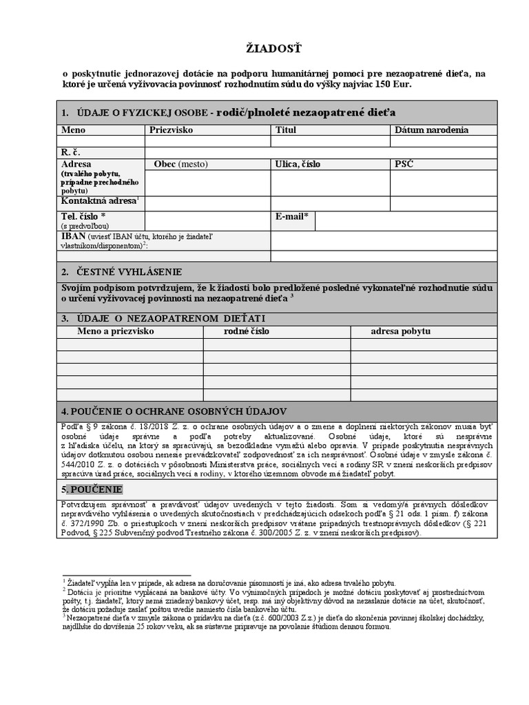 ZIADOST o Dotaciu Vyzivne | PDF