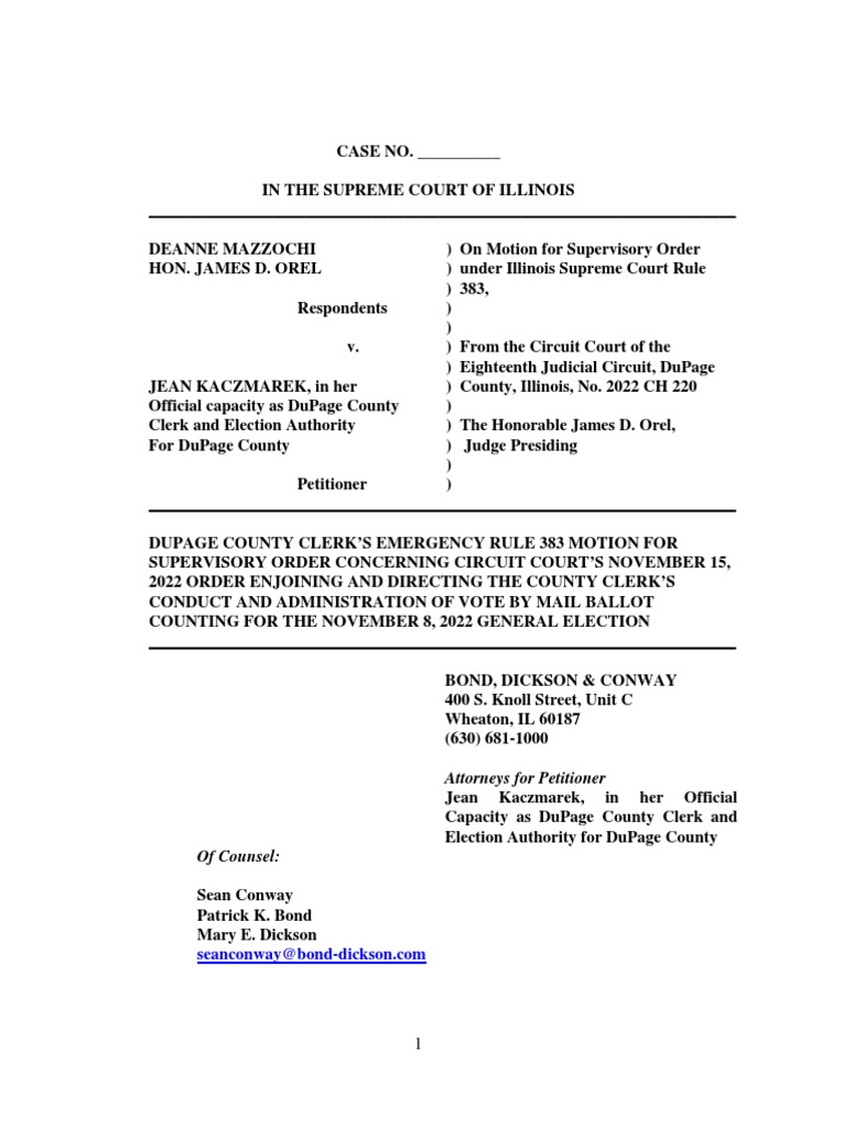 Court Documents in Deanne Mazzochi's Case Against DuPage County Clerk's ...