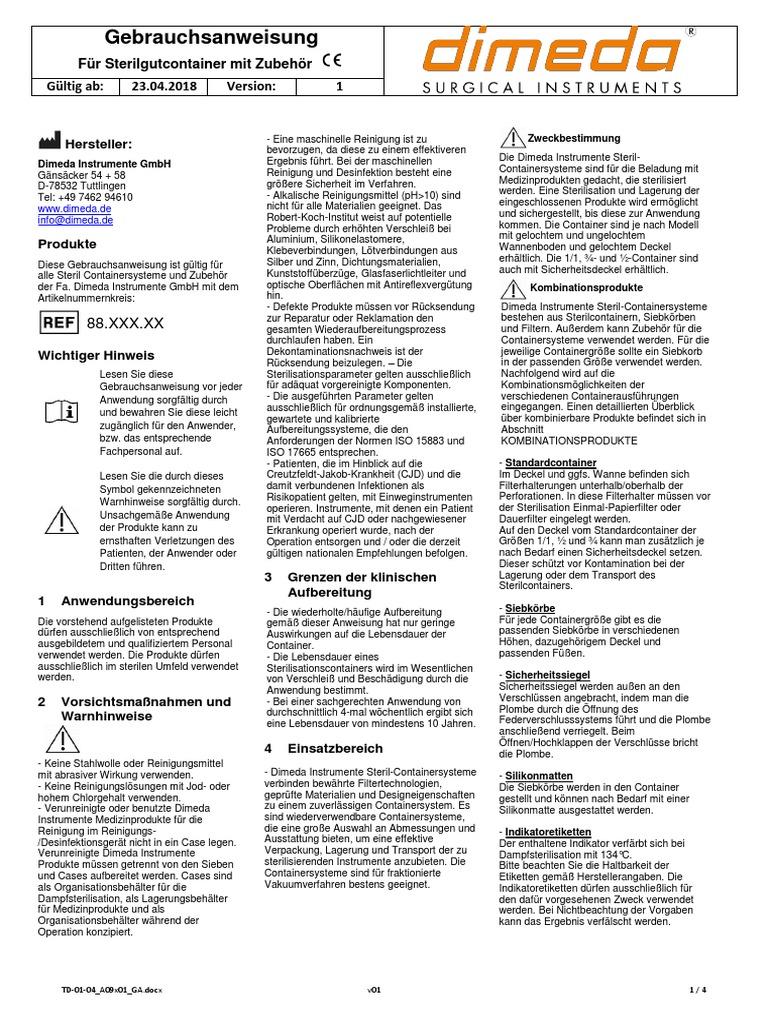 Striling Container of Surgical Instruments | PDF