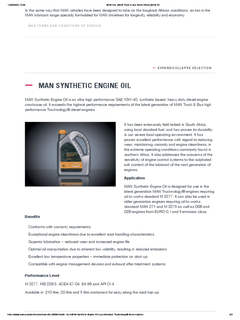 MAN Oils - MAN Truck & Bus | PDF | Motor Oil | Vehicle Technology