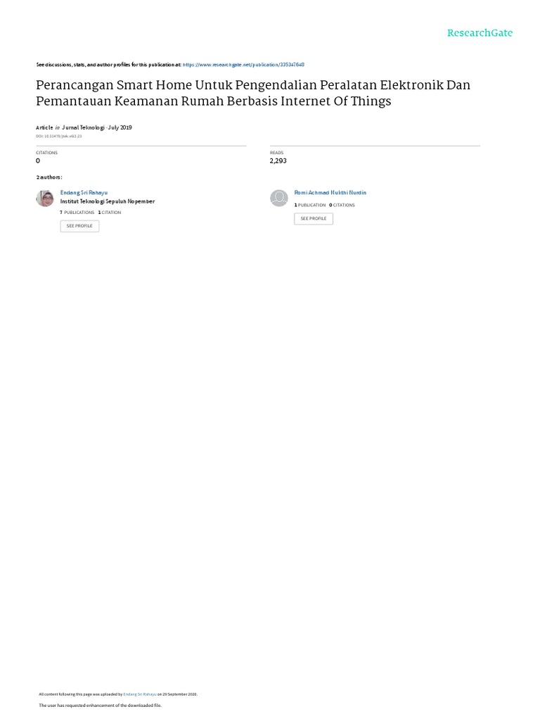 Perancangan Smart Home Untuk Pengendalian Peralata-1 | PDF | Seni | Komputer