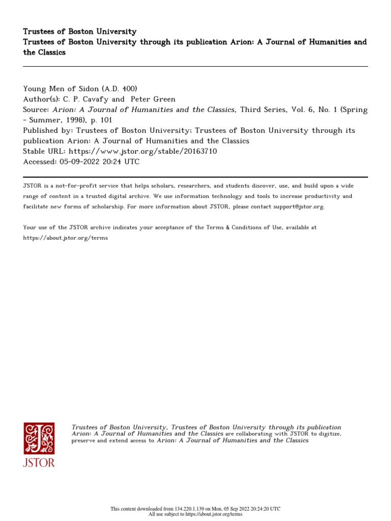 Young Men of Sidon (A.D. 400) | PDF