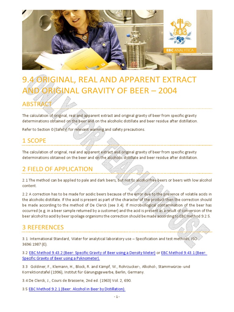 9 - 4 Original, Real and Apparent Extract and Original Gravity of Beer ...