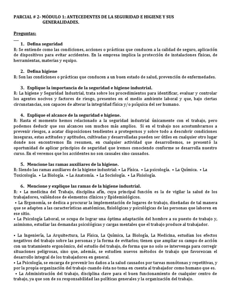 Preguntas Guías - Parcial #1 - (Ii-2022) - Admón. de La Seg. e Higiene | Descargar gratis PDF ...