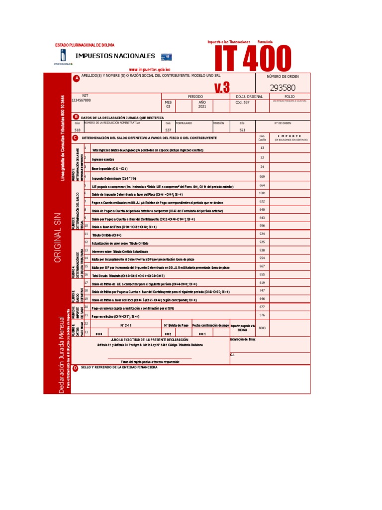 Formulario 400 | Descargar gratis PDF | Microeconomía | Finanzas del gobierno