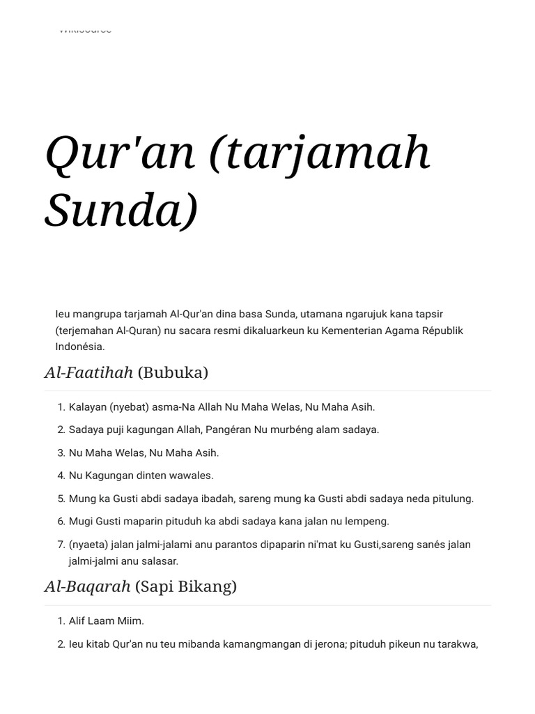 Qur'an (Tarjamah Sunda) - Wikisource | PDF Qur'an (Tarjamah Sunda) - Wikisource | PDF