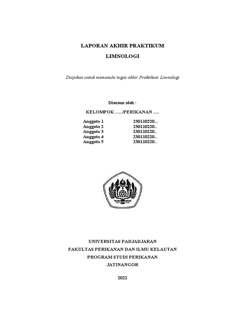 Format Laporan Akhir Praktikum Limnologi 2022 | PDF