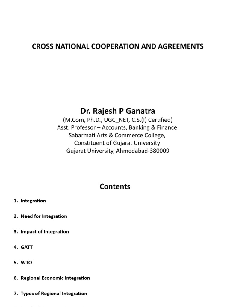 Cross National Cooperation and Agreements | PDF | North American Free Trade Agreement | Economic ...