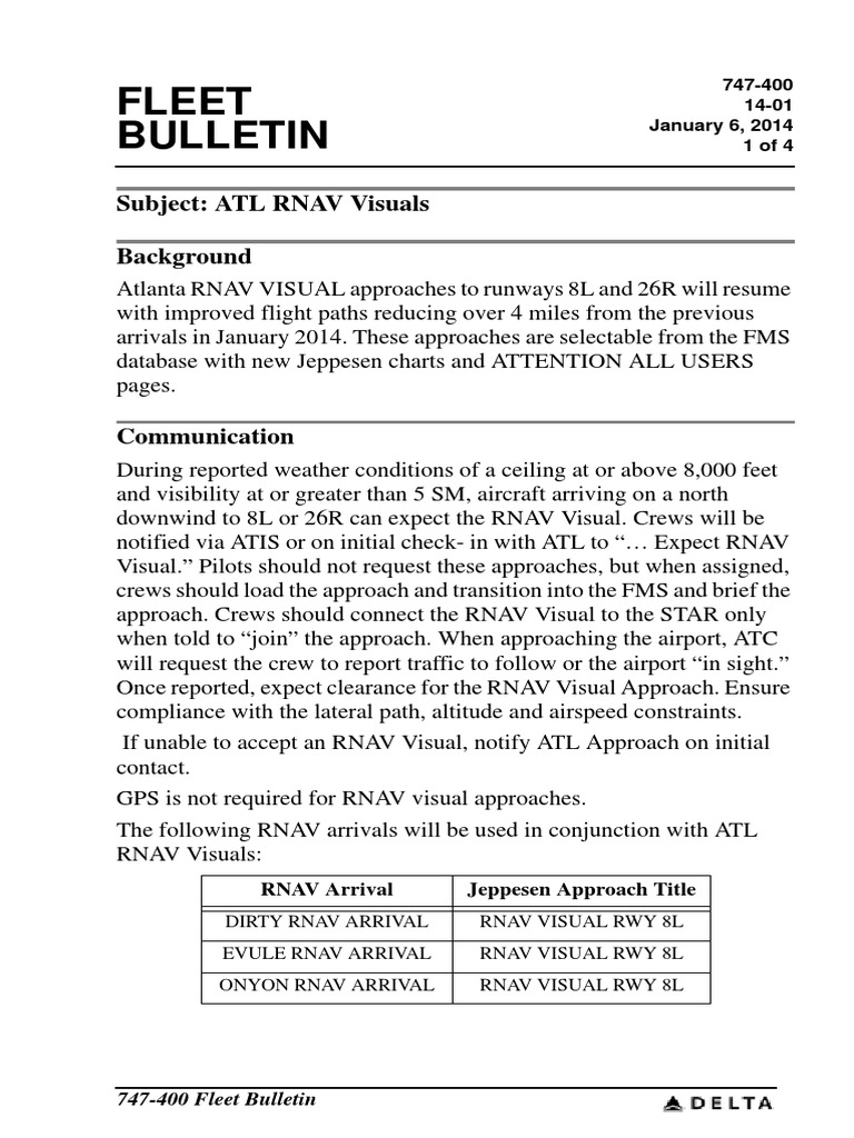ATL RNAV Visuals | PDF | Air Traffic Control | Runway