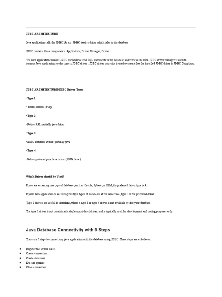 An Overview of the JDBC Architecture and How to Connect Java Applications to Oracle Databases ...