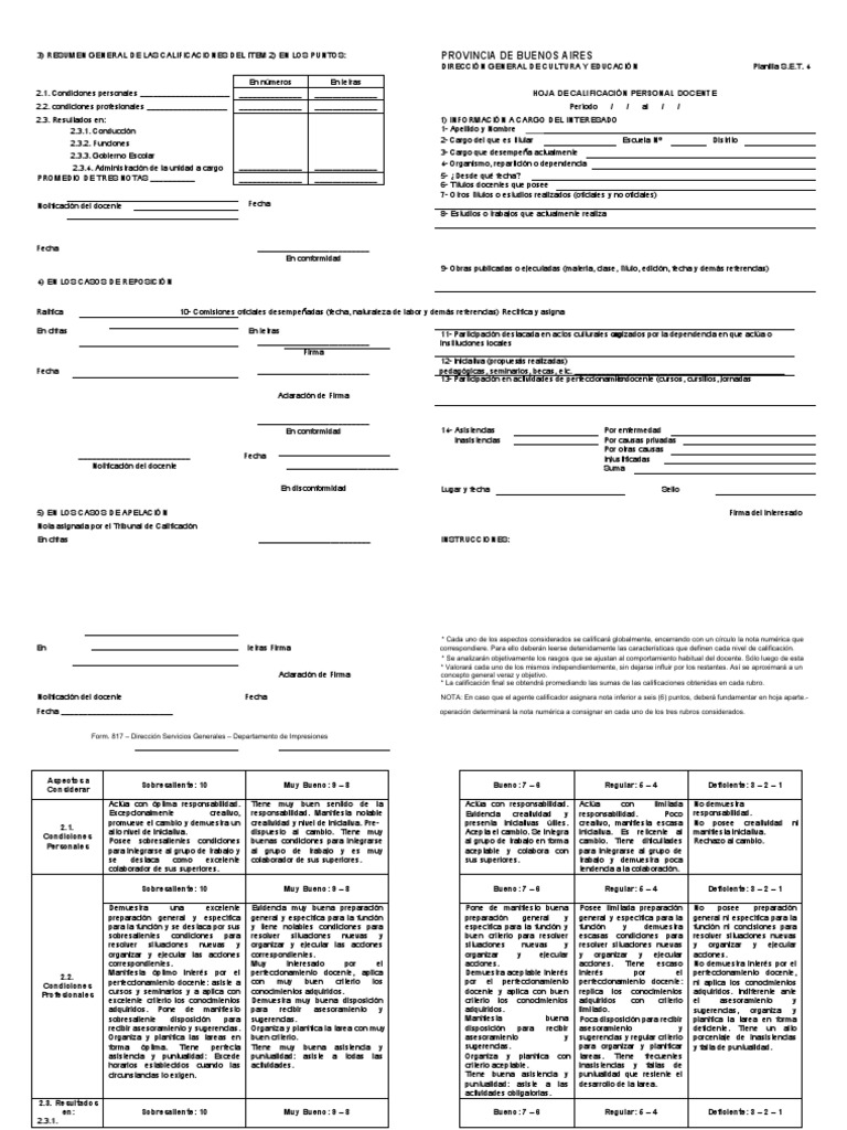 Form. SET4 Calificacion Docente | PDF