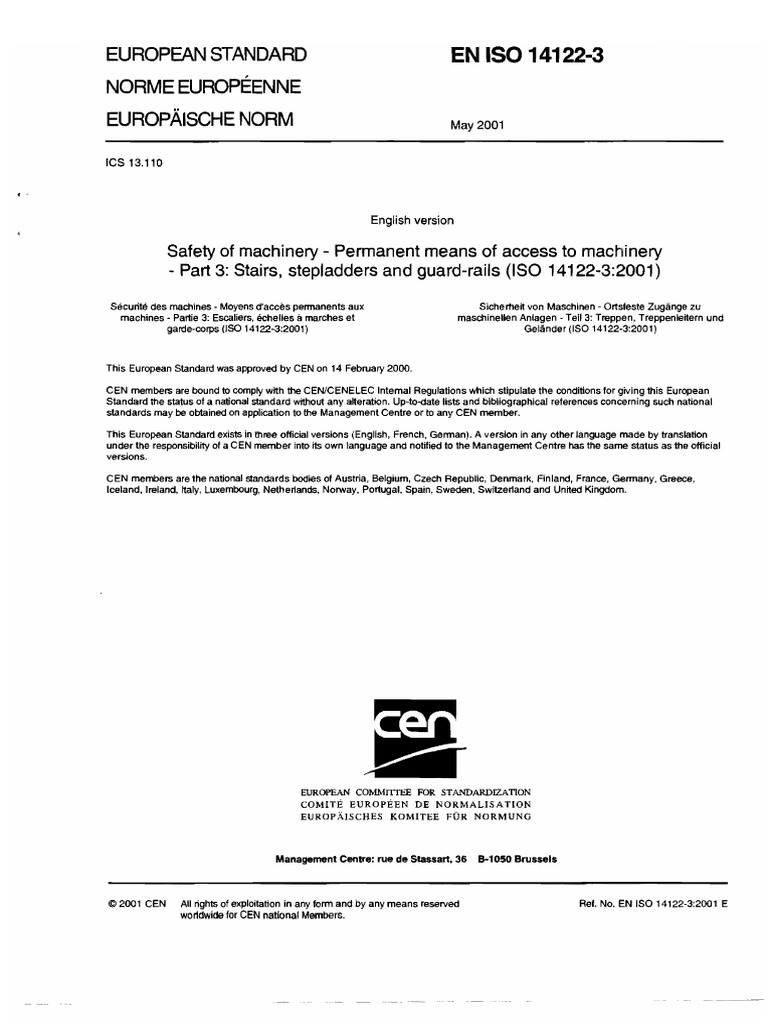 En Iso 14122-3 (2001) | PDF | Stairs