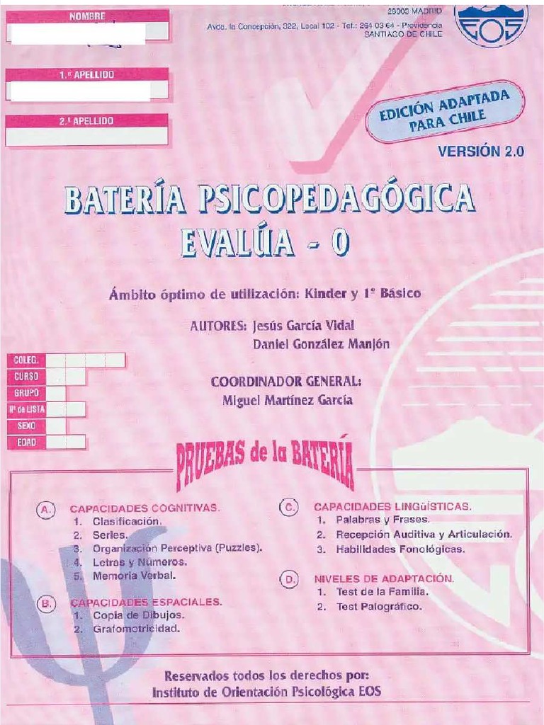 Cuadernillo Protocolo Evalua 0 | PDF