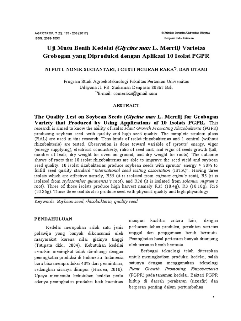 Mutu Benih Kedelai | PDF | Sains & Matematika