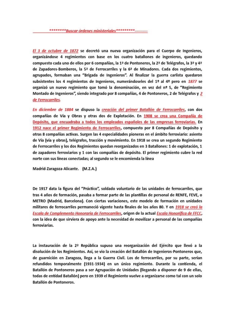 Documento FFCC | Descargar gratis PDF | Regimiento | Transporte ferroviario