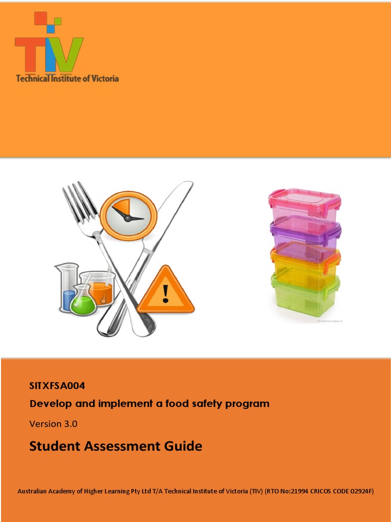 2.1 SITXFSA004 Develop and Implement Food Safety Program Student Ass Guide 1 PDF | PDF ...